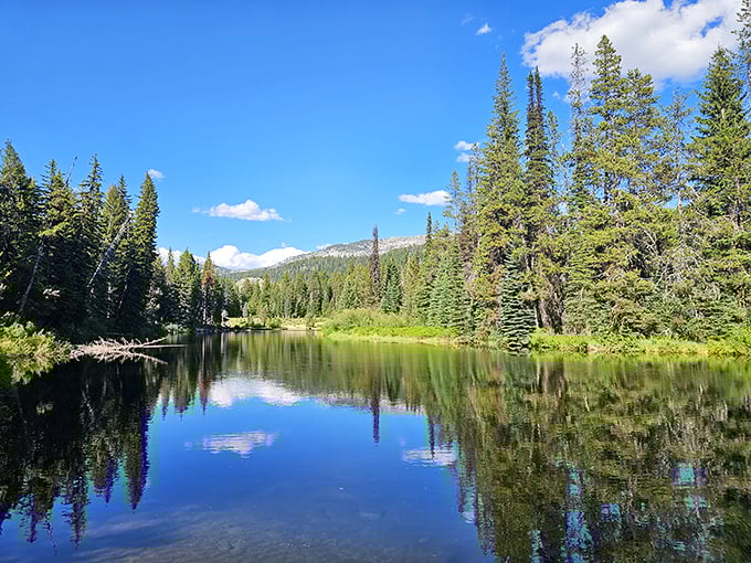 The perfect reflection pond doesn't exi&mdash; Oh wait, here it is, serving up double the scenery for half the hiking effort.