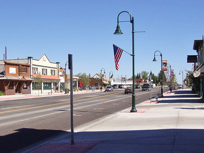 Main Street Driggs &ndash; where American flags wave hello and the pace of life slows to a delightful crawl. No rush hour, just rush-to-happiness hour.
