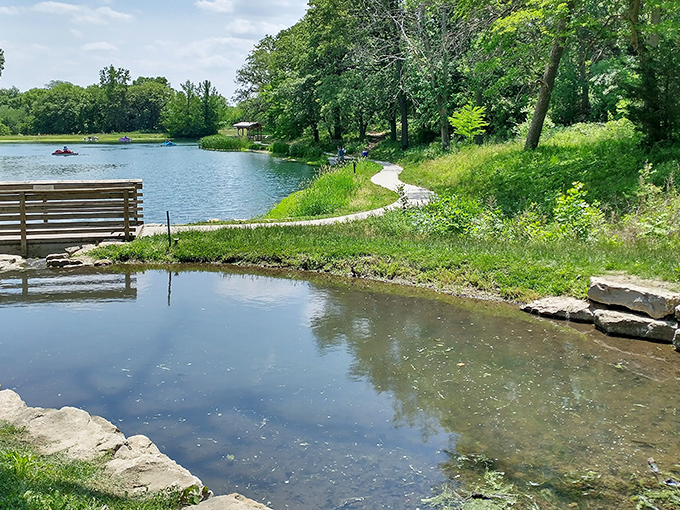 Tranquility has an address, and it's right here at Jenny Newman Lake. That bench is practically begging you to sit and contemplate life's mysteries.