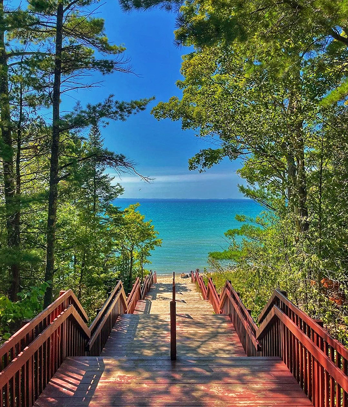 Barnes Park Campground: Where wooden staircases lead to paradise and every step down builds anticipation for that first glimpse of turquoise water.