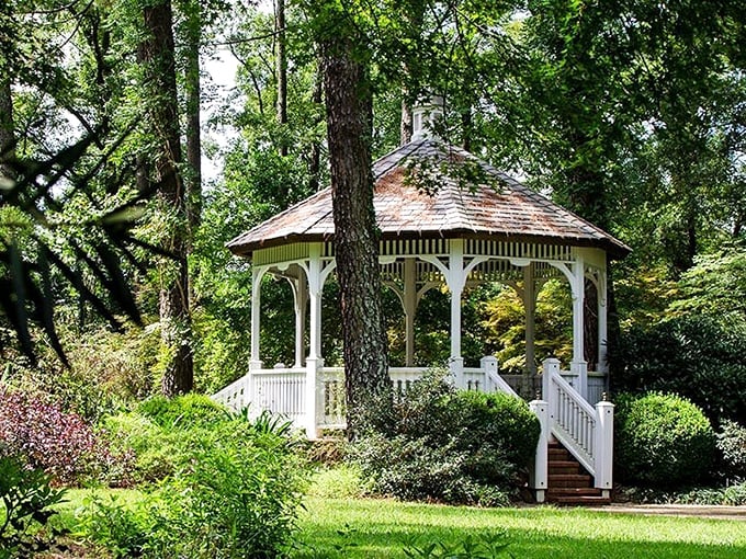 A charming gazebo tucked into the greenery, offering a peaceful place to ponder life&rsquo;s mysteries or indulge in a moment that feels straight out of a classic romance novel.