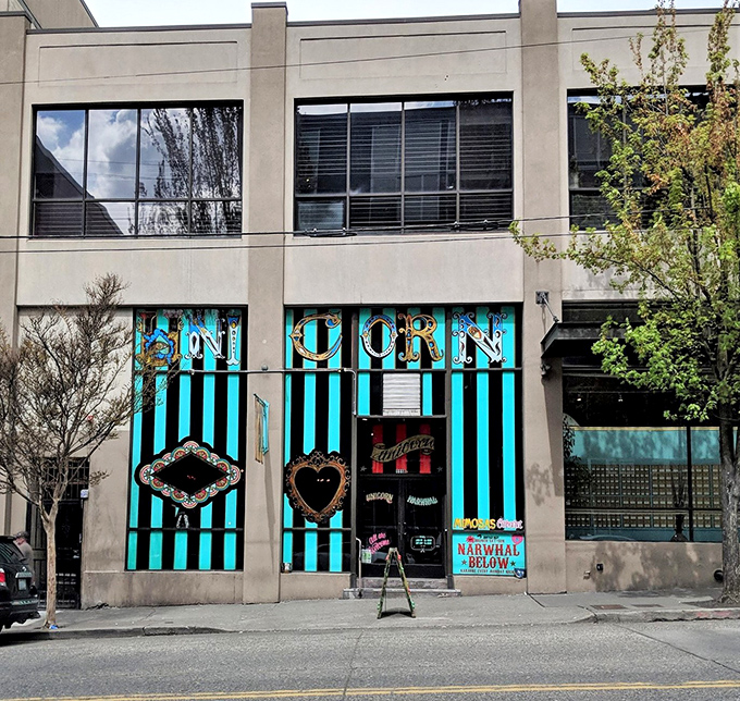 The turquoise and black striped fa&ccedil;ade of The Unicorn stands out on Capitol Hill like a carnival barker's bold promise of wonders within.