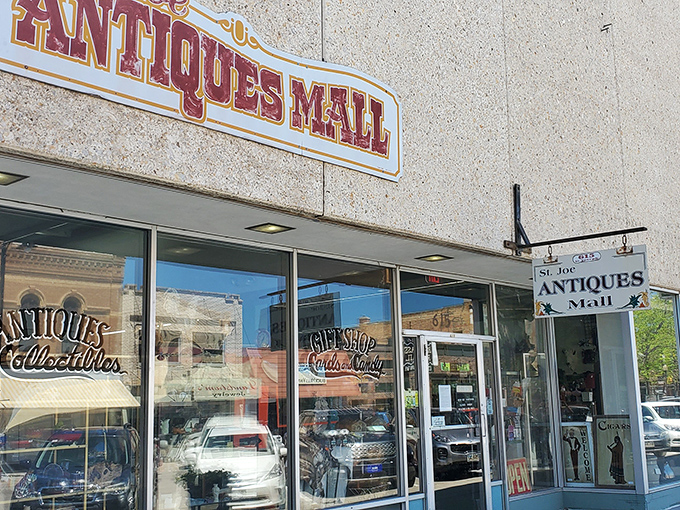 The storefront beckons with promises of "Antiques & Collectibles" &ndash; a siren call to nostalgia seekers everywhere.