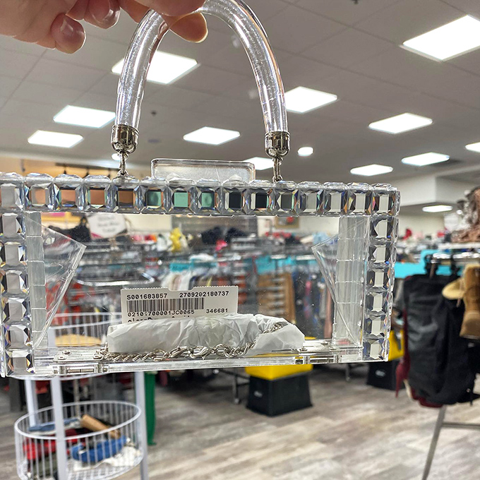 Clear intentions, stylish execution. This transparent purse brings new meaning to having nothing to hide while making everything to show.