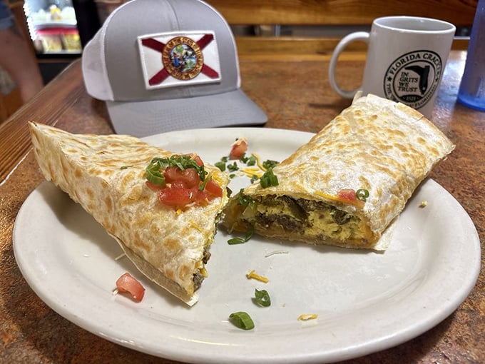 This isn't just a breakfast burrito&mdash;it's morning sunshine wrapped in a tortilla, sliced open to reveal its golden treasures within.