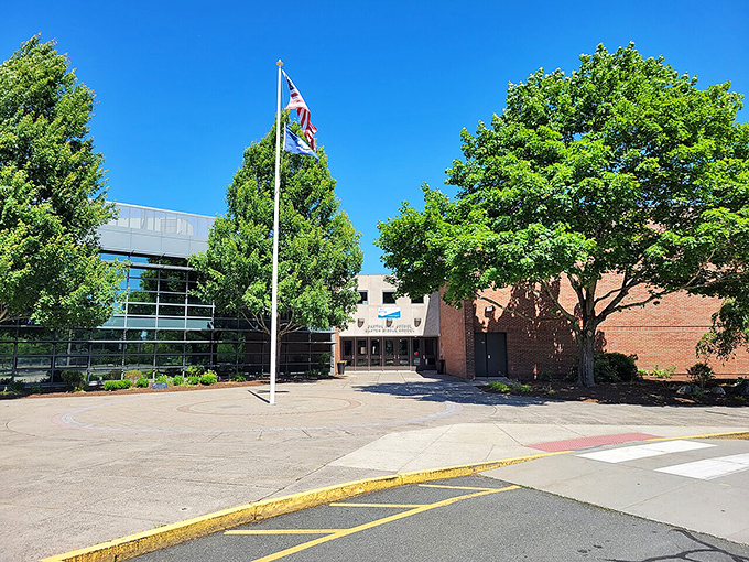 Even the modern buildings in Canton maintain a certain dignity. This school looks ready to produce the next generation of New England's clear thinkers.