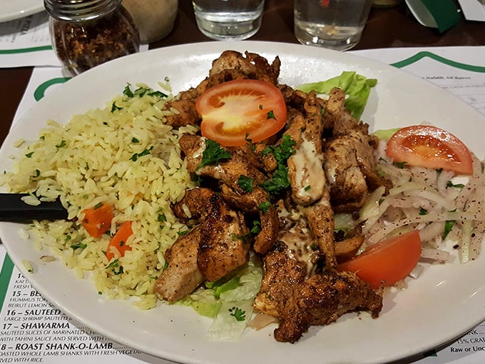 Chicken shawarma that's been properly introduced to spices, nestled beside rice pilaf and fresh tomatoes &ndash; a plate that makes you wonder why you ever settled for drive-thru.