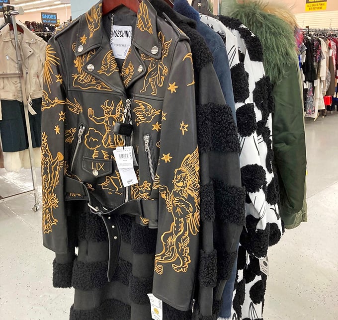 That Moschino leather jacket would normally require a second mortgage. At Opitz, it's just Tuesday's amazing find among racks of premium outerwear.