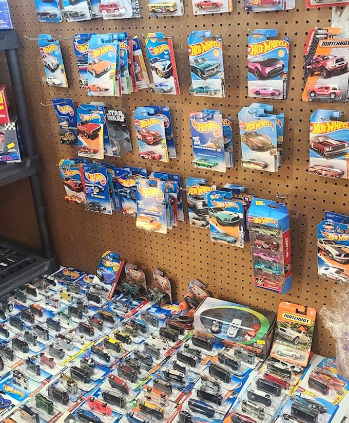 Hot Wheels paradise where grown men suddenly remember their childhood Christmas lists. These tiny cars carry oversized nostalgia for anyone who ever played on a living room floor.