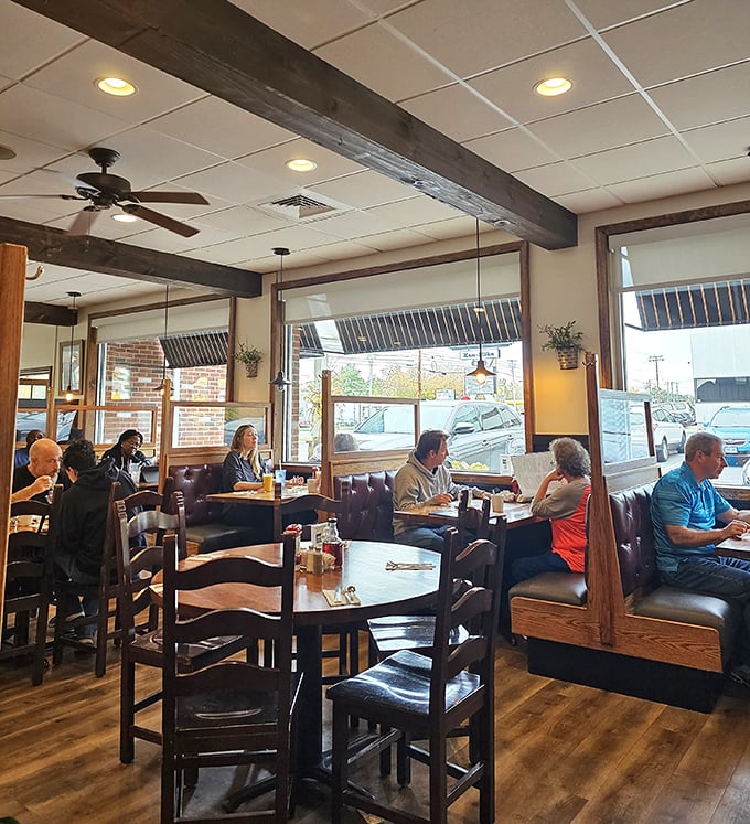 Where locals gather to solve world problems over pancakes and coffee. These booths have heard more Connecticut gossip than a hairdresser on Main Street.