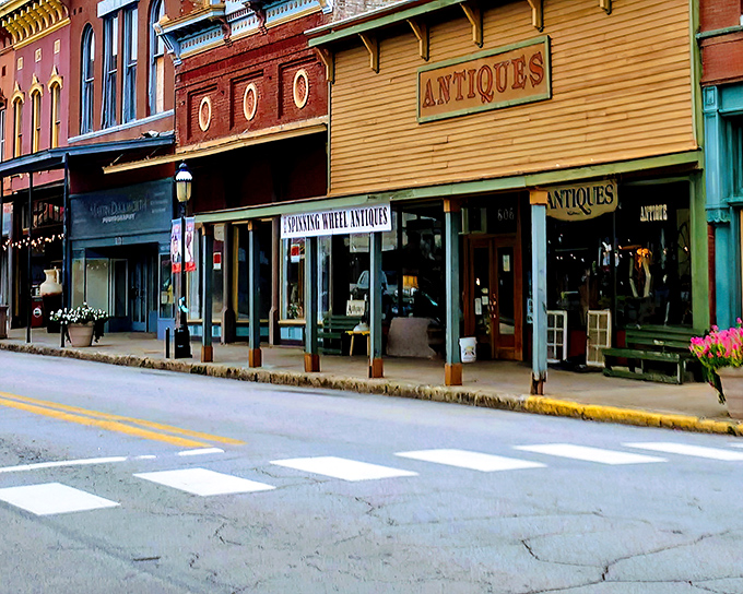 Antique shops line downtown streets offering treasures that won't require taking out a small business loan.