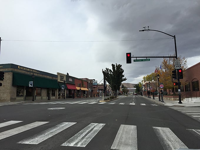 Stormy skies create dramatic backdrops for Carson City's downtown, where even cloudy days can't diminish the charm of these historic streets.