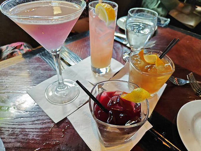 Cocktails lined up like colorful soldiers ready for duty&mdash;each promising a different path to relaxation after a long Pennsylvania day.