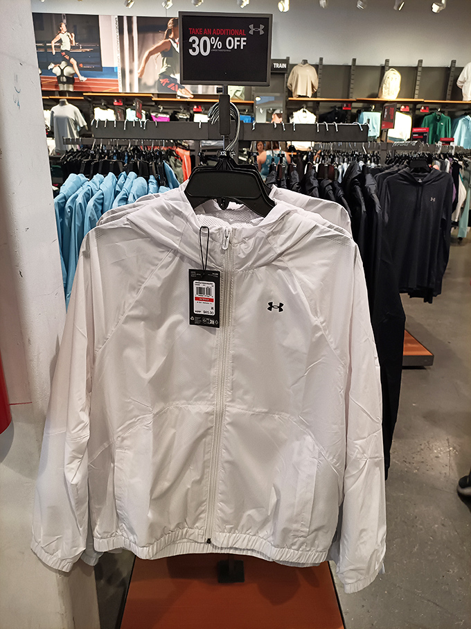 An Under Armour jacket at 30% off—athletic apparel that makes you look sporty even if your idea of exercise is reaching for the remote.