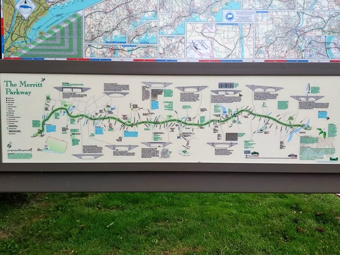 The Merritt mapped out like a treasure hunt. X marks the spot where driving becomes an experience rather than just transportation.