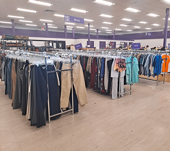 The men's department: where yesterday's business casual becomes today's vintage cool. That shirt might have attended Woodstock!