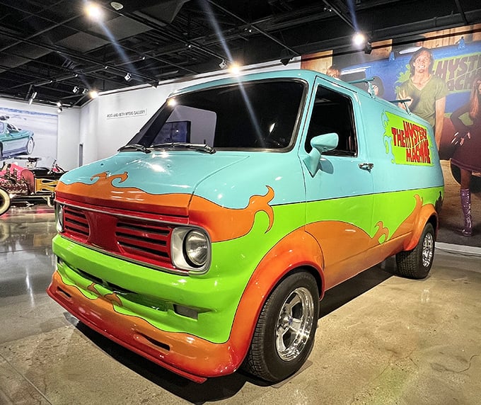 Zoinks! The Mystery Machine van brings Saturday morning cartoon nostalgia to life, ready for ghost-hunting adventures and Scooby Snack pit stops.