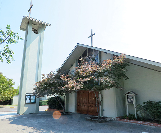 Even spiritual contemplation in Calistoga comes with architectural flair &ndash; a modern church that reaches skyward like the surrounding mountains.
