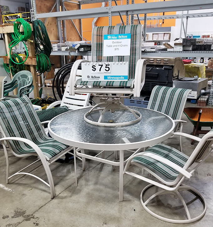 Patio perfection at $75! This outdoor dining set costs less than the fancy dinner you'd serve on it.