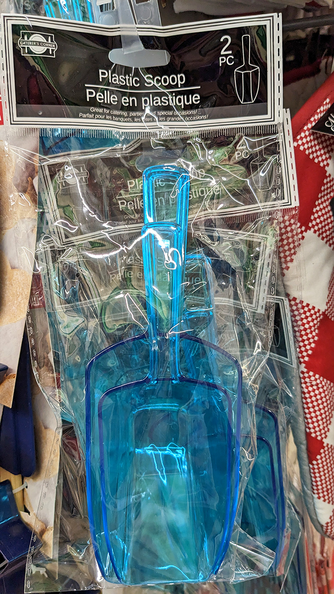 Blue plastic scoops: the unsung heroes of summer barbecues, winter emergencies, and that random day you decide to reorganize the pantry.