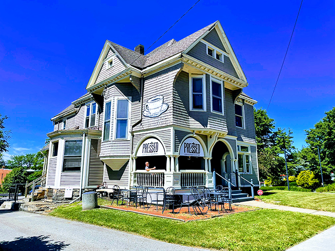 Pressed Coffee Bar & Eatery brings Victorian charm to modern caffeine cravings in a house that's seen more history than your high school textbook ever covered.