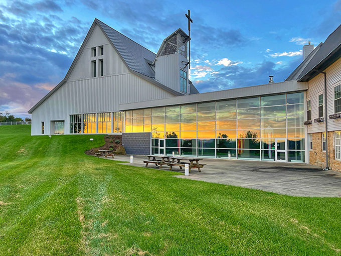 St. Francis de Sales Catholic Church blends modern glass with traditional design, creating a spiritual space that feels both timeless and contemporary.