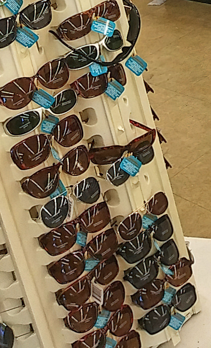 Sunglasses galore! Protection from New Mexico's famous sunshine doesn't have to come with designer price tags or designer guilt.