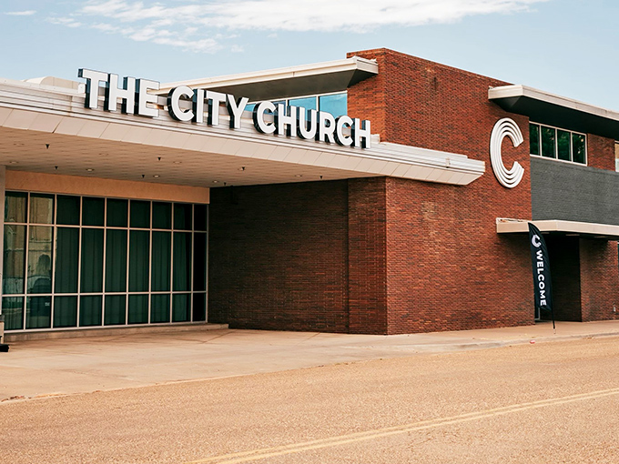 The City Church's bold signage and clean lines represent the architectural diversity found throughout Lubbock. Sunday services pair well with Saturday's barbecue indulgences.