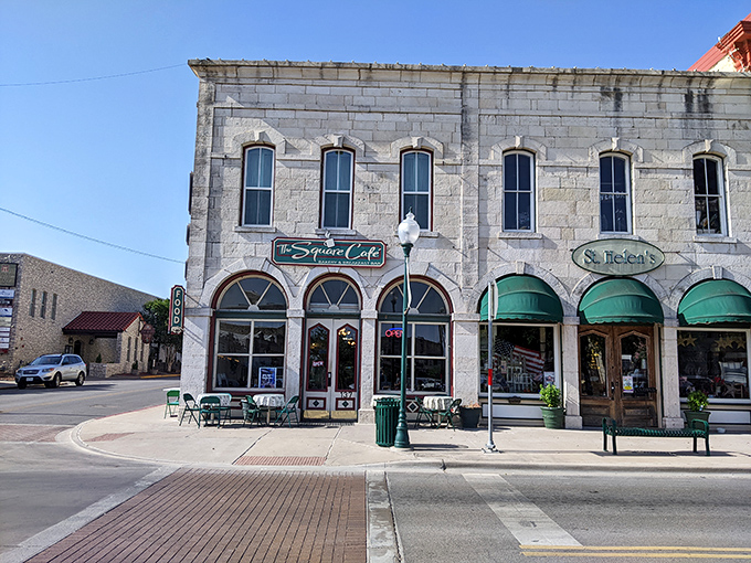 The Square Cafe occupies a limestone building that's witnessed more than a century of gossip, celebrations, and probably a few tall tales.