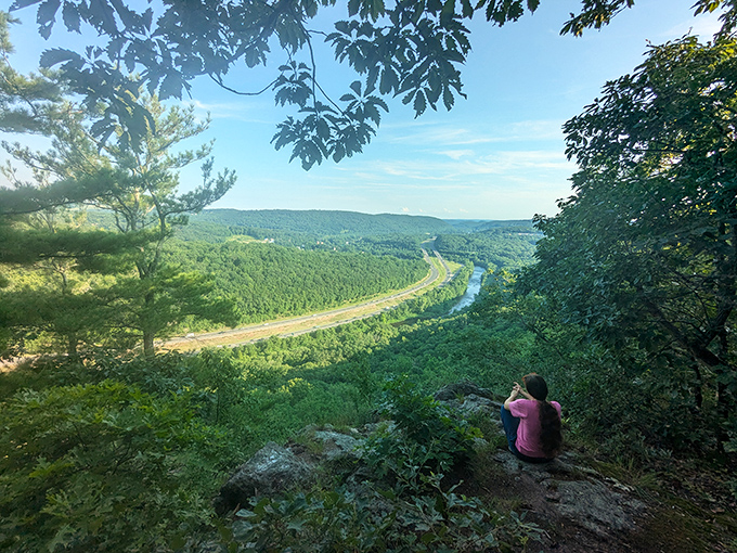 From Toby's Rock, the Naugatuck Valley unfolds in panoramic splendor. This accessible hiking destination rewards effort with views that rival those from far more expensive zip codes.
