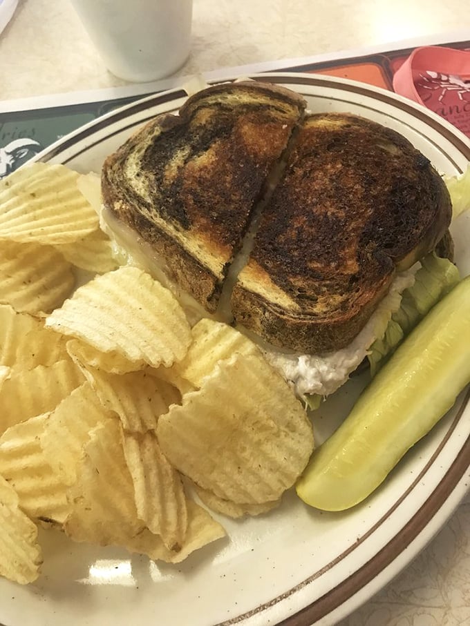 A sandwich with the perfect toast-to-filling ratio. Those potato chips aren't just a side &ndash; they're essential supporting characters.