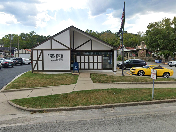 Hollister's post office embraces the town's signature style—because even sending mail should feel like a quaint European experience.