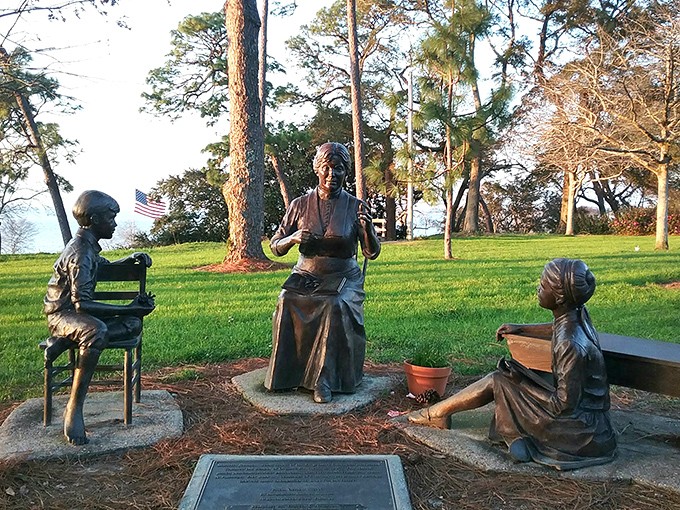 These bronze figures frozen in eternal conversation remind us that before social media, people actually talked face-to-face. Revolutionary concept.