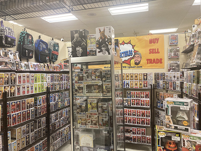 Pop culture paradise where collectibles never go out of style. The "Buy, Sell, Trade" sign is just a formality&mdash;you're definitely buying.