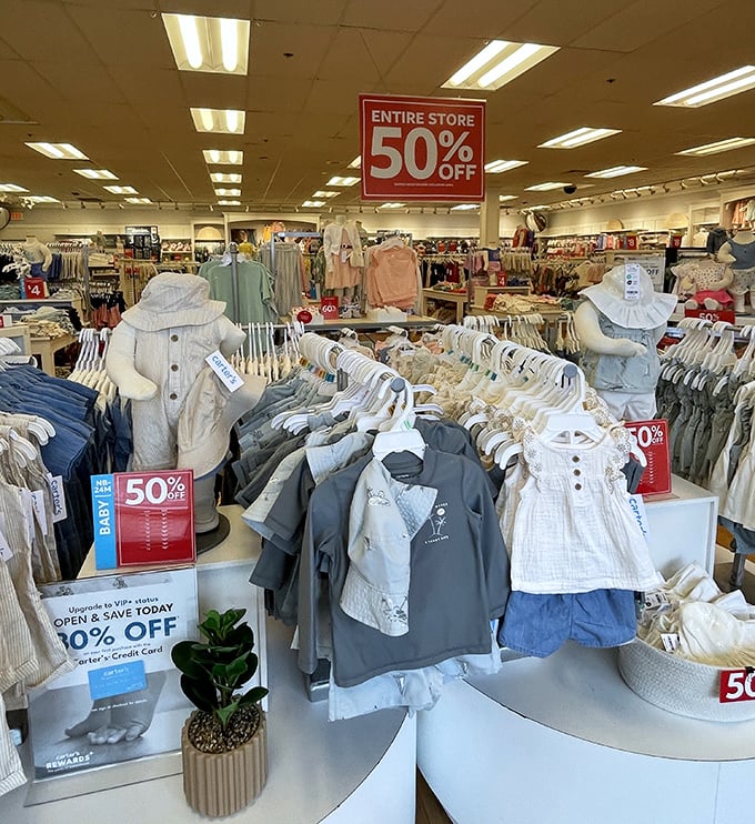 Kids outgrow everything instantly, so outlet prices on children's clothes are basically a parental survival necessity here.