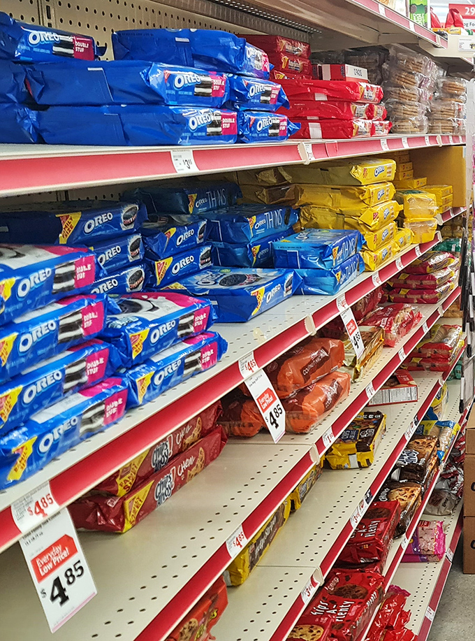 The cookie motherload! Oreos stand at attention like blue-uniformed soldiers, ready to rescue you from snack emergencies.