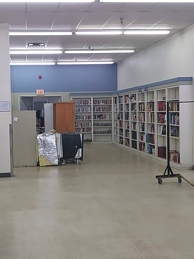 The book section transforms browsers into buyers with shelves of literary treasures organized for easy discovery.