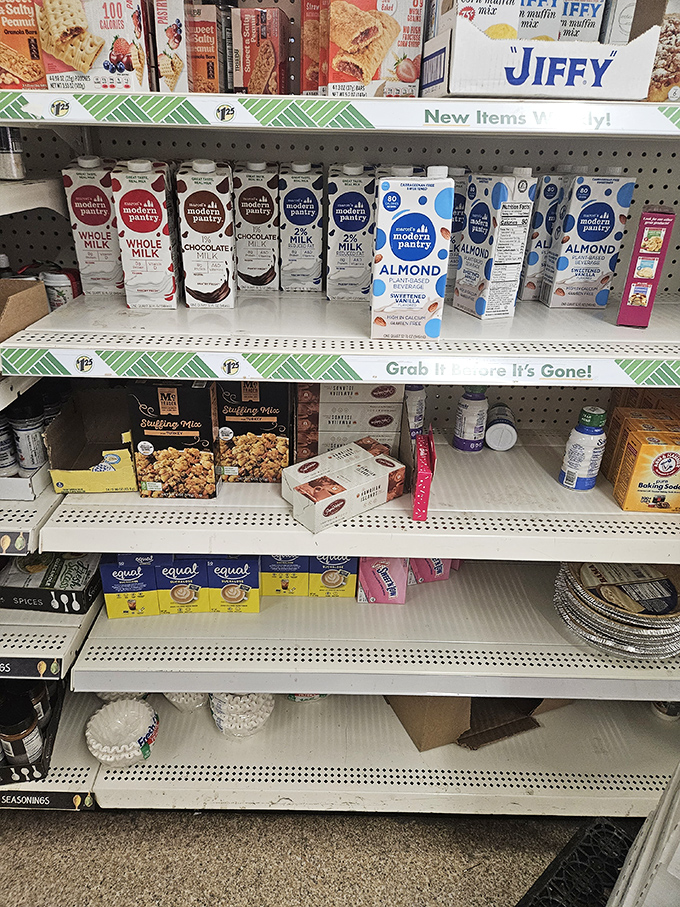 Breakfast essentials lined up like soldiers ready for morning duty. That almond milk would cost triple elsewhere&mdash;highway robbery, I tell you!