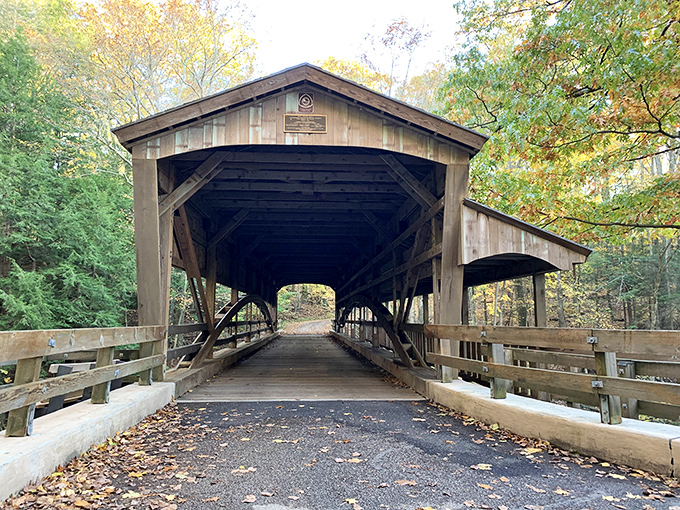 A covered bridge in Mill Creek Park transports you to simpler times without requiring a time machine.