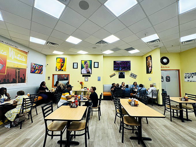 The dining room buzzes with the universal language of satisfaction&mdash;the quiet hum of people too busy enjoying their food to talk much.