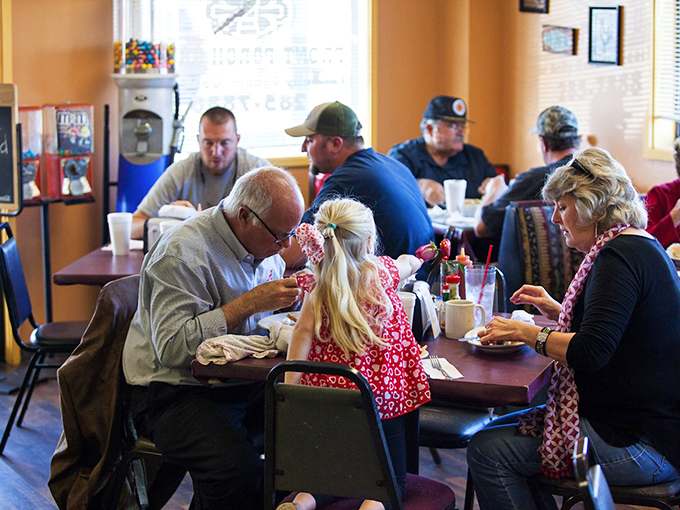 Multi-generational dining is the norm here, where conversations flow as freely as the coffee refills and nobody's checking their phones.