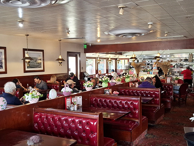 Where strangers become friends over coffee and pancakes in Du-par's timeless dining atmosphere.