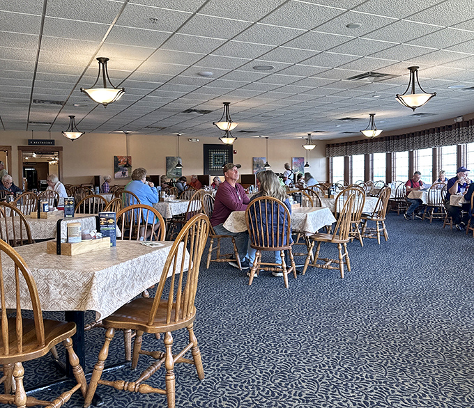 Fellow diners enjoying their meals in a space that feels like Sunday dinner, minus the family drama and awkward questions.