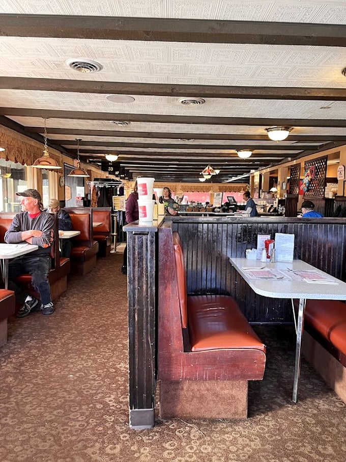 The dining room where regulars become family and first-timers become regulars. Notice the absence of Edison bulbs or chalkboard menus.