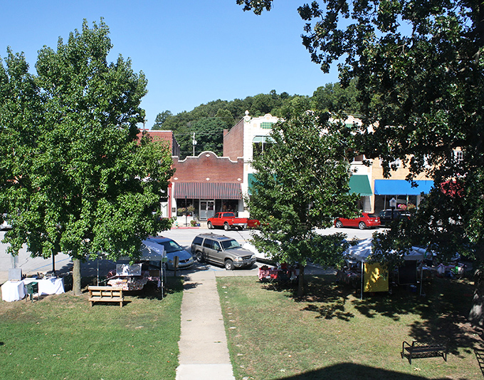 A bird's-eye view of downtown reveals Harrison's walkable charm, where everything you need sits within reach of a leisurely stroll.