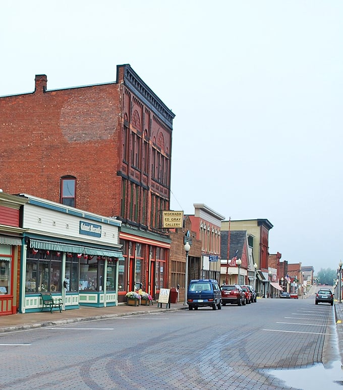 Downtown Calumet unfolds like a Norman Rockwell painting where every building has earned its place perfectly.