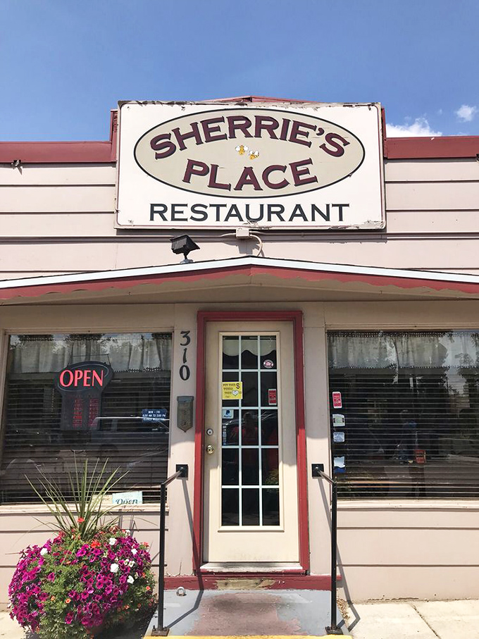 The entrance with its cheerful flower pot says "Welcome to breakfast paradise" without needing a fancy sign or pretentious doorman.