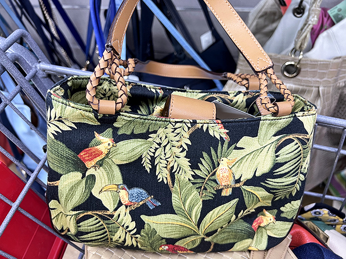 Tropical-print handbags bring island vibes to your wardrobe without requiring sunscreen or a passport to acquire them.