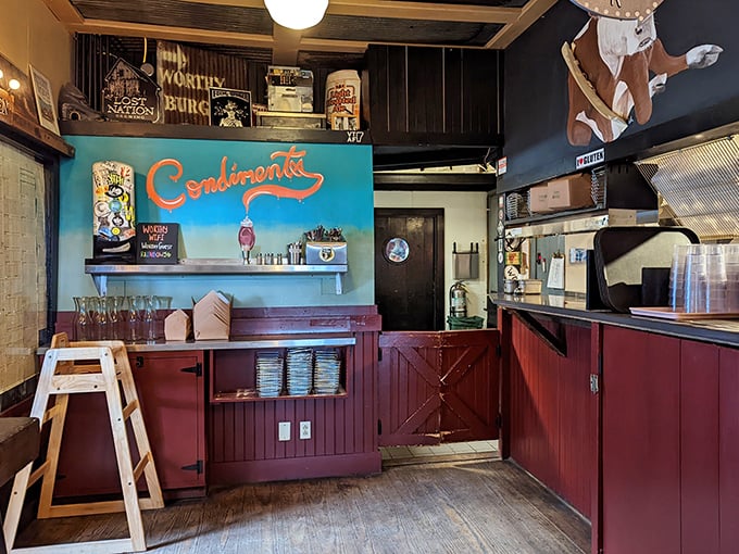 The interior's playful touches and vintage elements create a space that feels both timeless and perfectly of-the-moment.