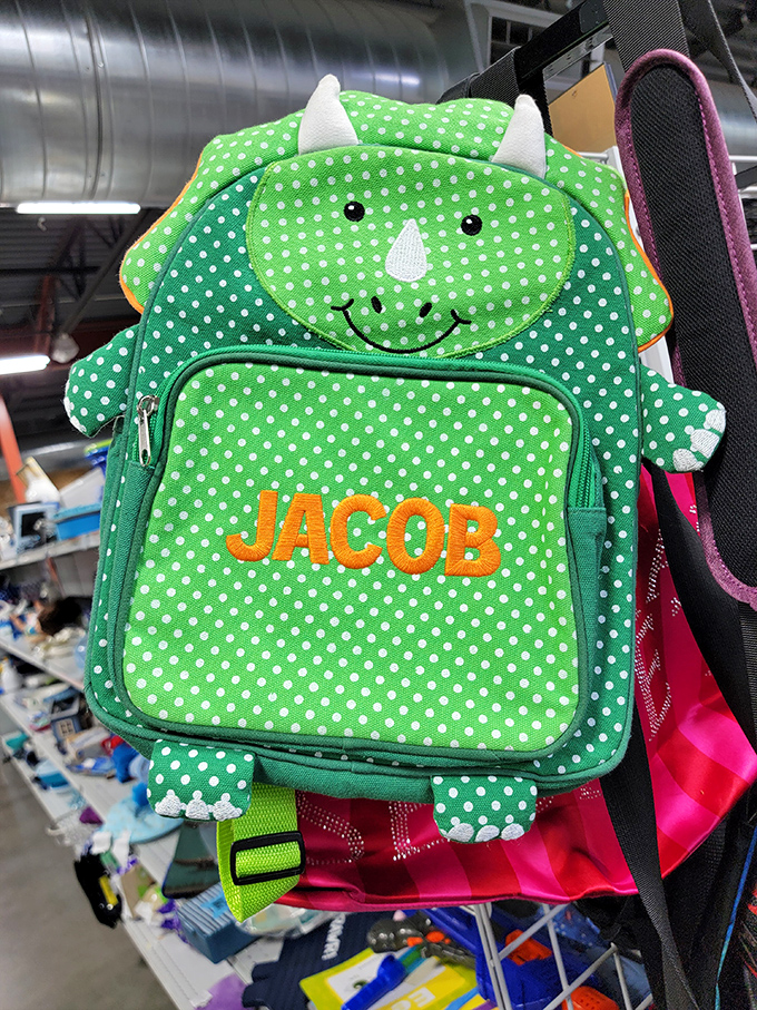 Little Jacob's dinosaur backpack found itself donated before extinction&mdash;a prehistoric bargain waiting for the next adventurous kindergartener.